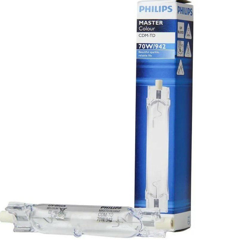 1шт/уп. Лампа Металлогалогенная 70Вт Rx7s TS 5450Лм 4200К D-22mm L-117mm МГЛ Газоразрядная Свет Дневной белый Philips, уп. 1шт