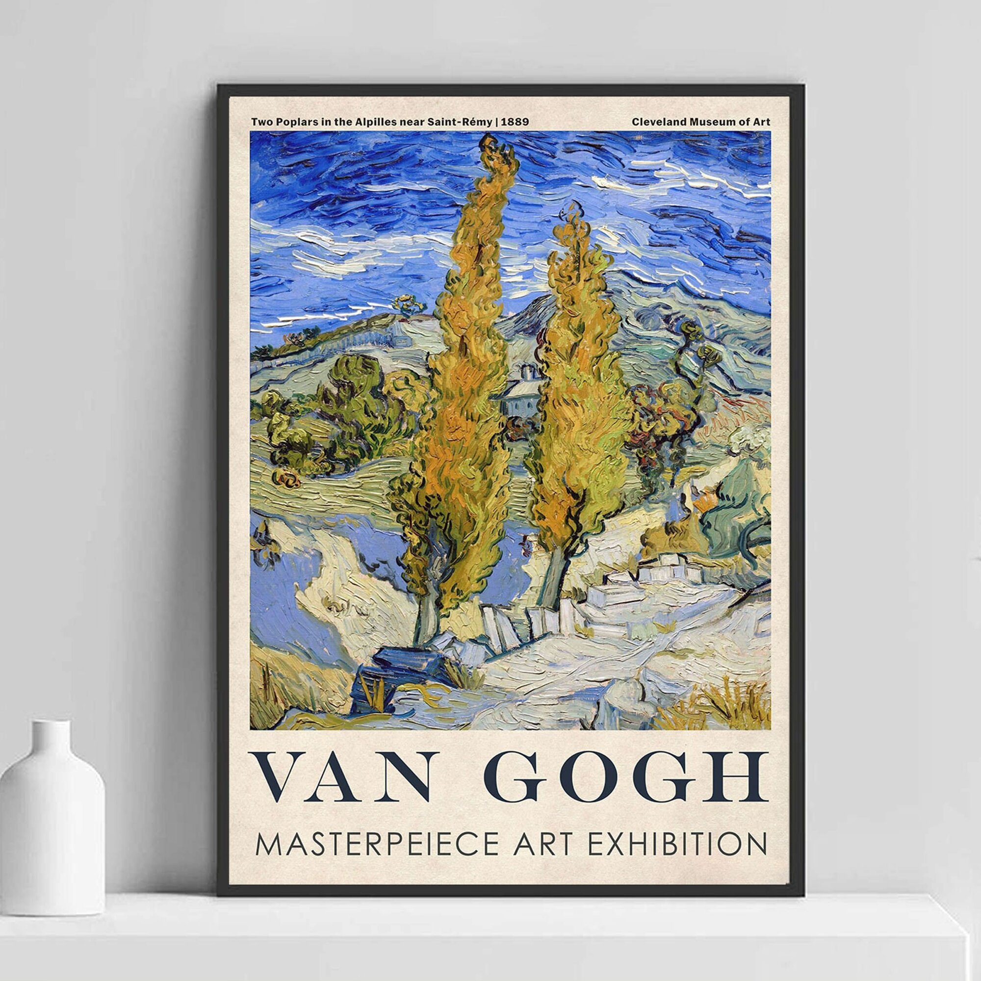 Интерьерный Постер "Два тополя" Винсент Ван Гог, размер A2, без рамы. Репродукция картины в стиле импрессионизм "Натюрморт с цветами" Ван Гог в подарок.