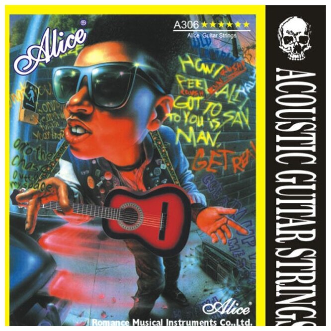 Alice A306-XL струны для акустической гитары, в посеребренной оплетке, 10-47, натяжение: Extra Light .