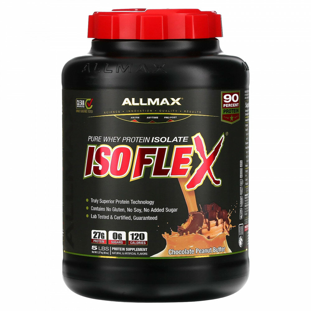 ALLMAX, Isoflex, чистый изолят сывороточного протеина, шоколад с арахисовой пастой, 2,27 кг (5 фунтов)