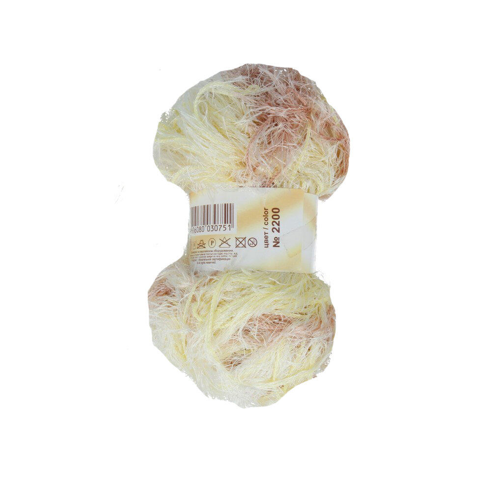 Пряжа VISANTIA "TRAFKA" меланжевая 100% полиэстер 100 г 150 м №2200 бежевый/св. желтый/белый
