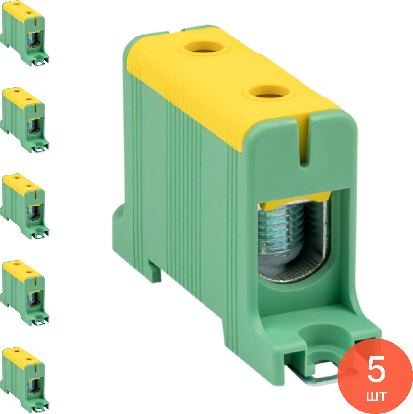 Клемма для проводов EKF / ЕКФ PROxima КСВ 16-95 силовая вводная, огнестойкий полиамид, 245А, 86х24мм, желто-зеленый, 1шт. / зажим (комплект из 5 шт)