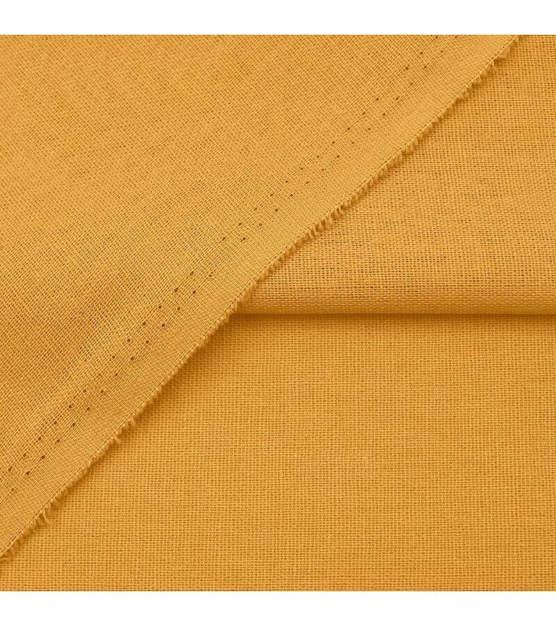 Ткань для свободной вышивки. Цвет - куркума (53% хлопок, 47% лен), 50x65 см.