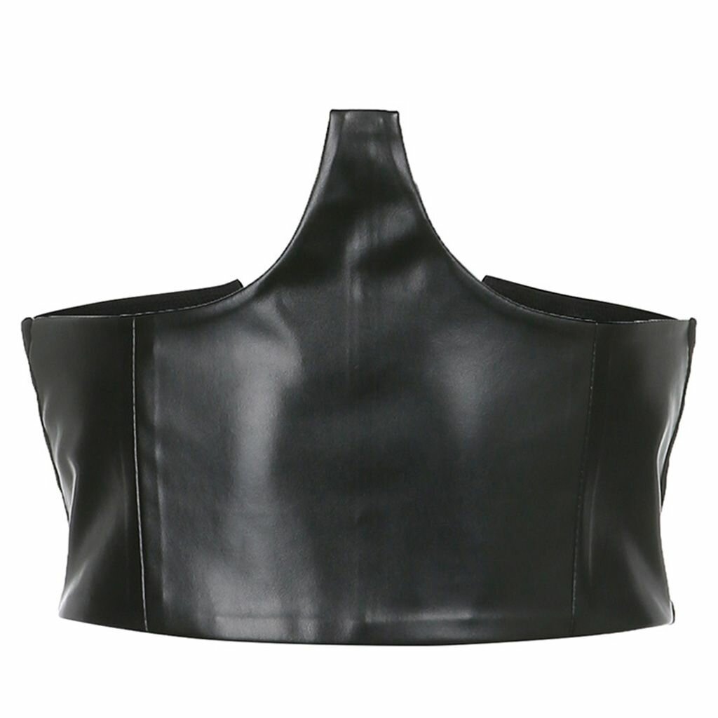 Женский черный корсет из искусственной кожи с поясом в готическом стиле на шнуровке под грудью