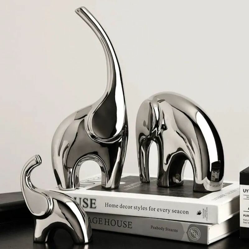 Домашняя мебель Керамический слон украшения ремесла 3шт набор