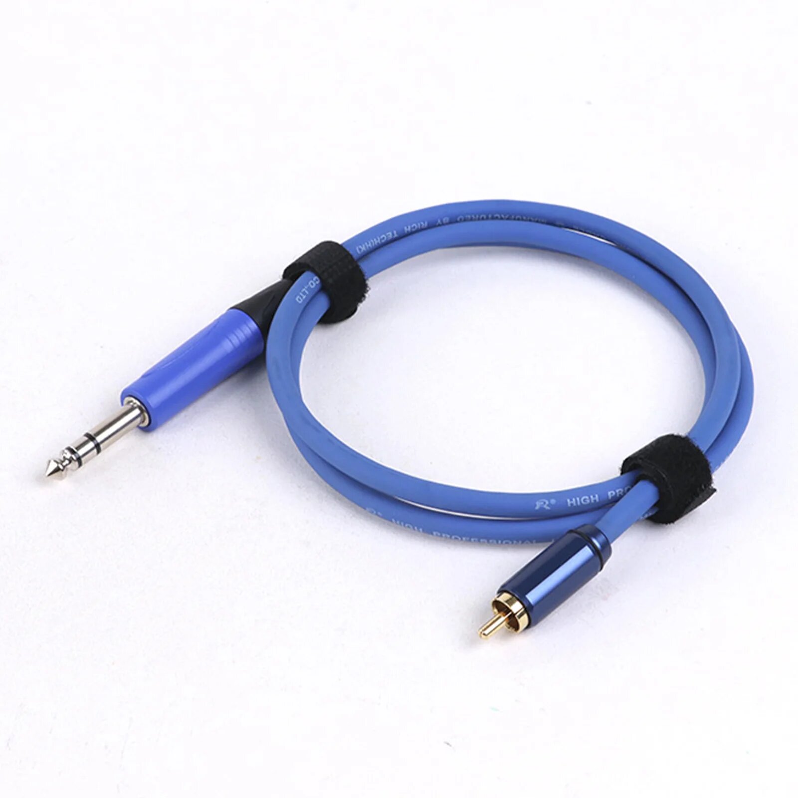Аудиокабель RCA-Jack 6,5 мм GuerGuo Blue-TRS-RCA, 1.5M