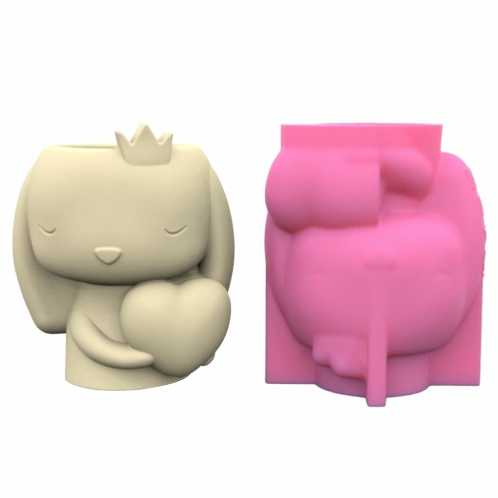 Силиконовая форма для бетона с изображением Медведя и кролика, Цветочный горшок для суккулентов, Формы для цементной штукатурки