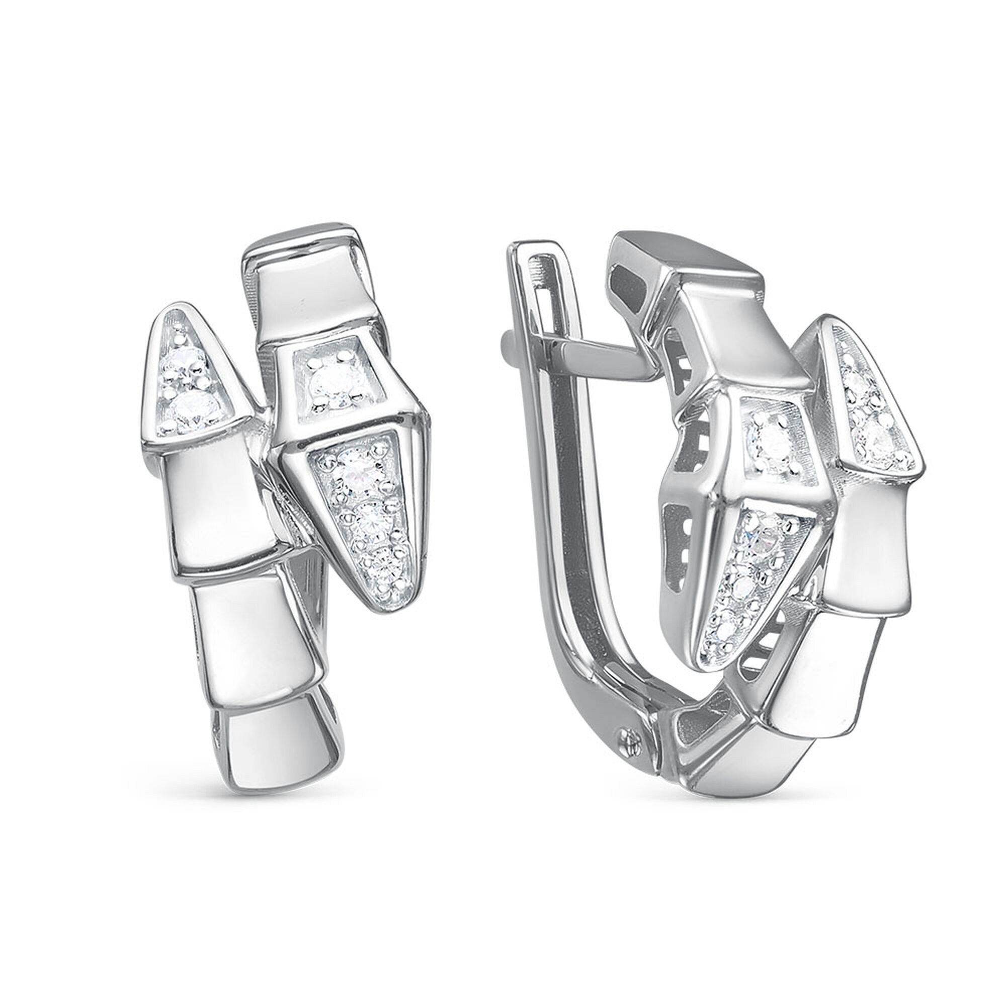 Серьги, серебро, 925 проба, родирование, фианит