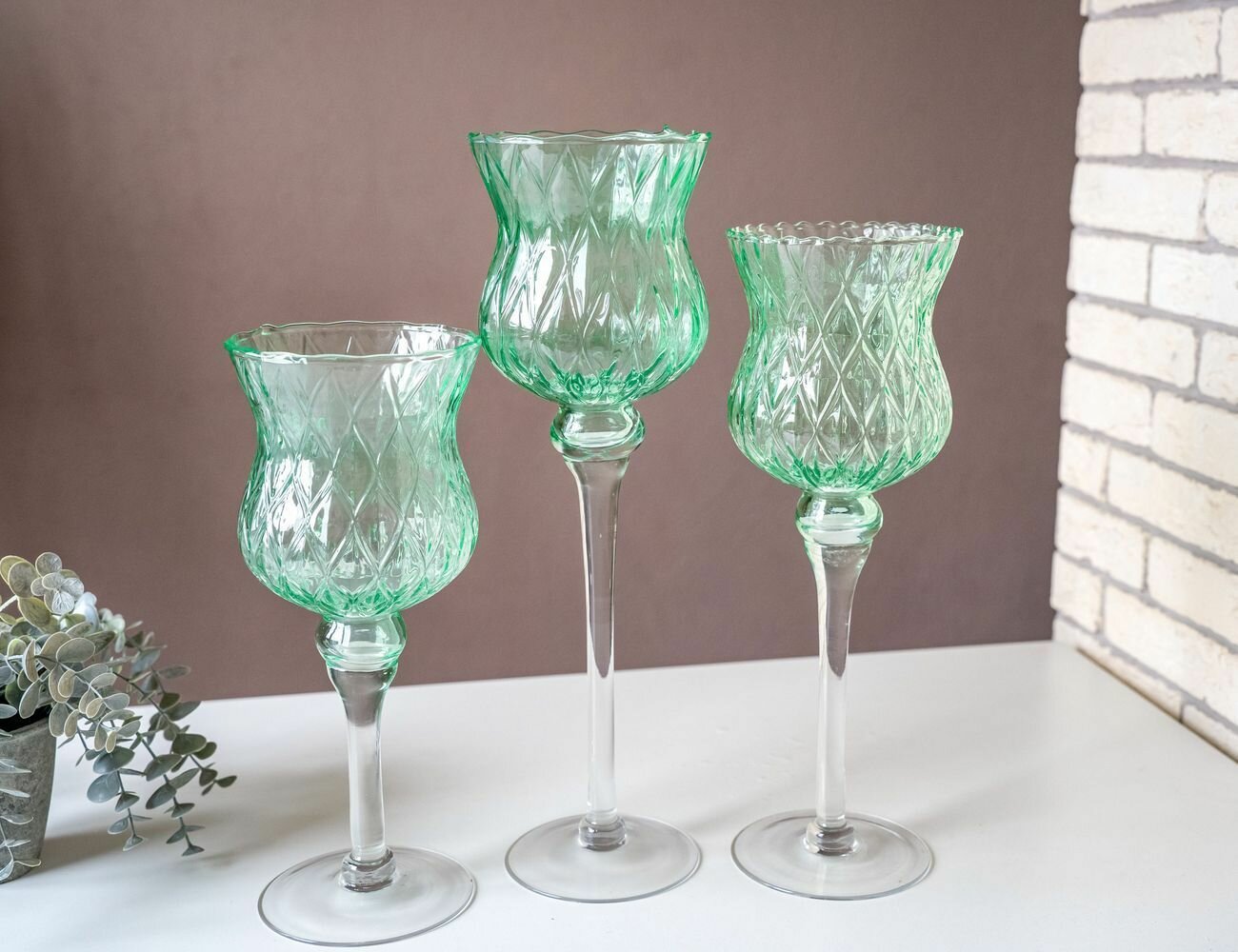 Набор подсвечников - бокалов морские силуэты, стекло, 30-40 см, 3 шт, Boltze 2011327