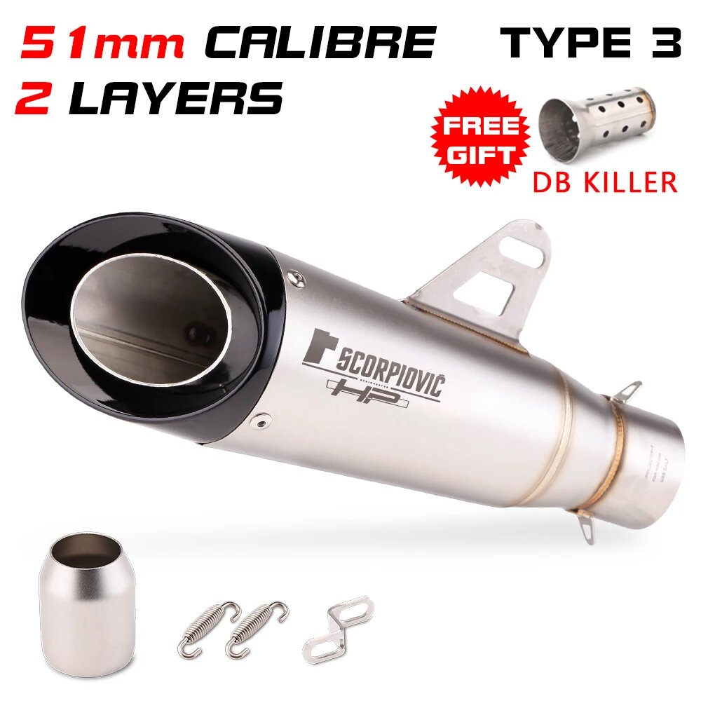 Выхлопная труба для мотоцикла 51 мм/60 мм с дБ-убийцей, выхлопная труба для мотоцикла, глушитель из углеродного волокна, выхлопная труба gp-design TYPE-3 51mm