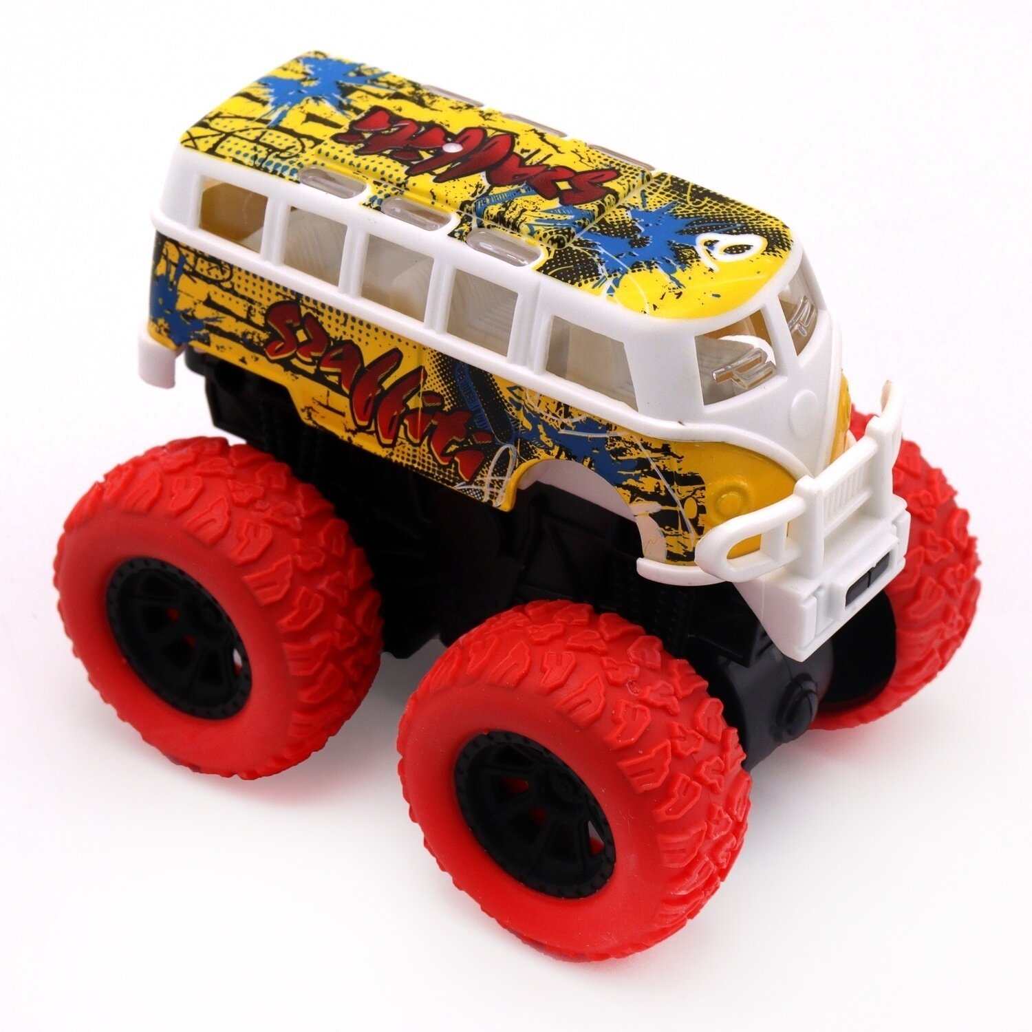 Машинка инерционная Funky Toys автобус die-cast, на полном приводе с красными колесами, 14,5 см
