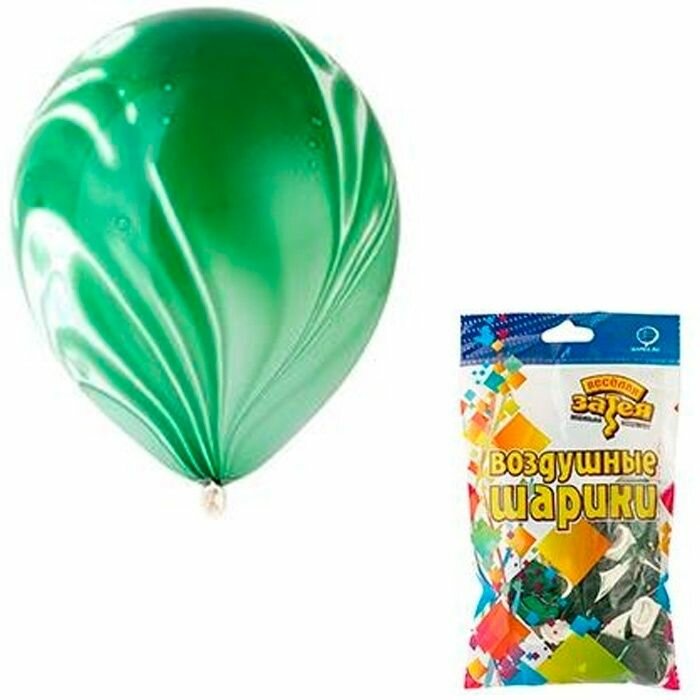 Воздушные шары Европа уно трейд "Мрамор", Green, 12 дюймов, 25 шт (1108-0565)