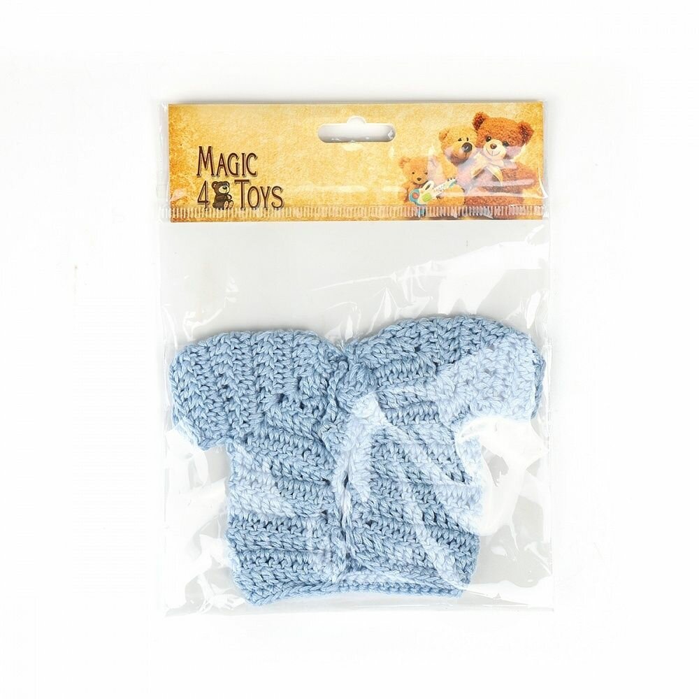 Кофта для кукол TBY ручная вязка, ширина 8 см, длина 9 см, рукав 5 см, цвет голубой (КЛ.29560. ГОЛ)