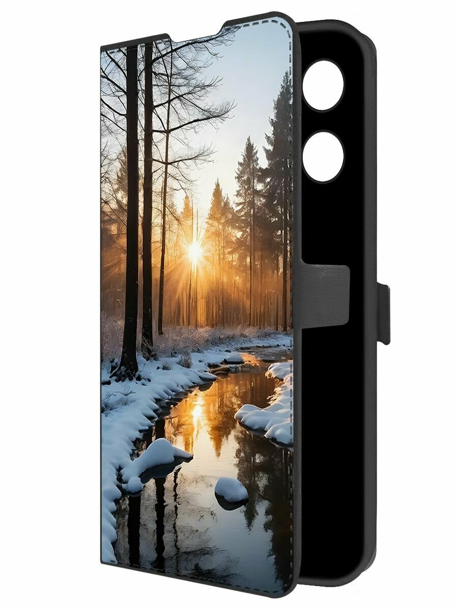 Чехол-книжка Krutoff Eco Book для TECNO Spark 30 Pro Весна в лесу (черный)