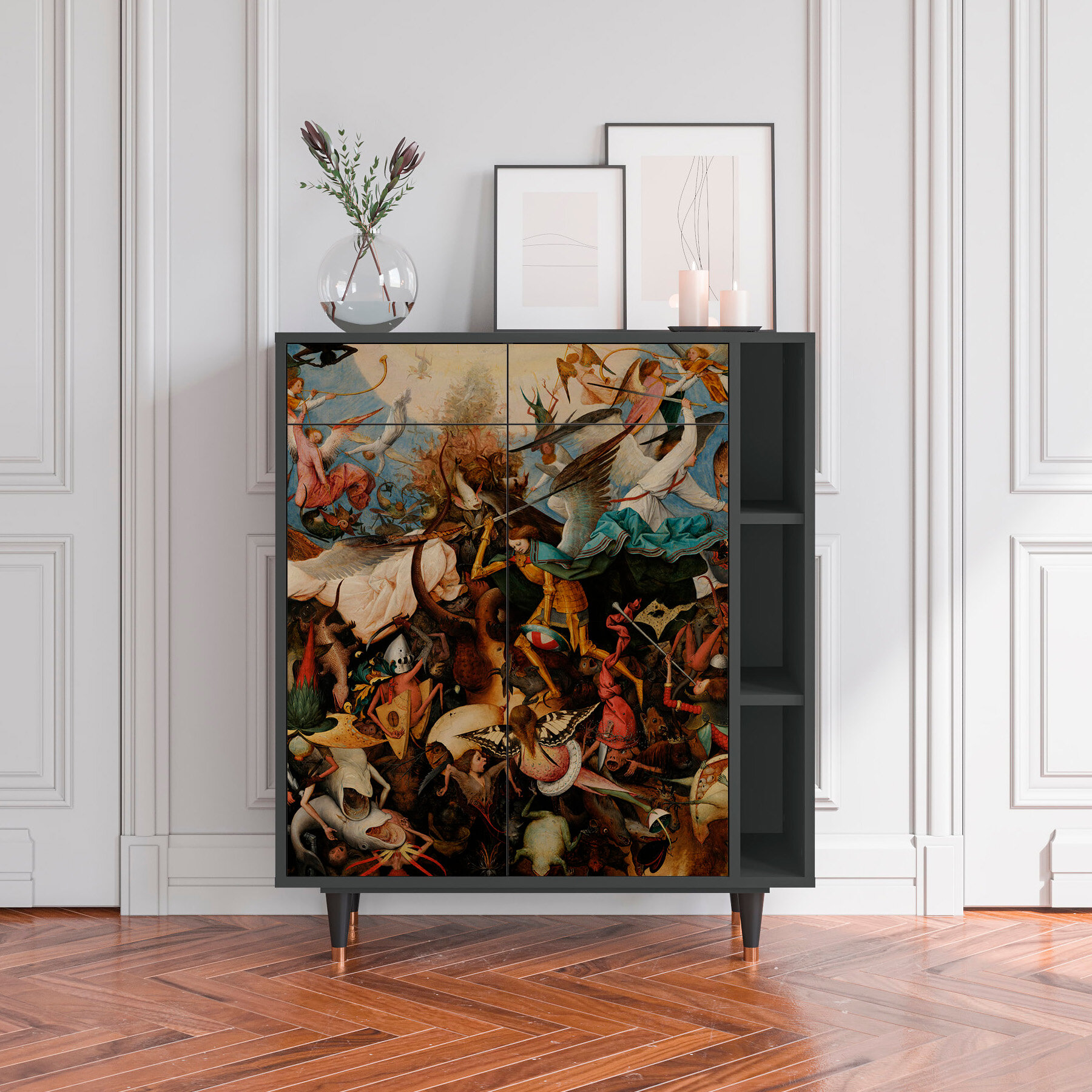 Комод - STORYZ - BS6 The Fall of the Rebel Angels by Pieter Bruegel the Elder, Размер - 94 x 110 x 41 см, Цвет корпуса - , Антрацит
