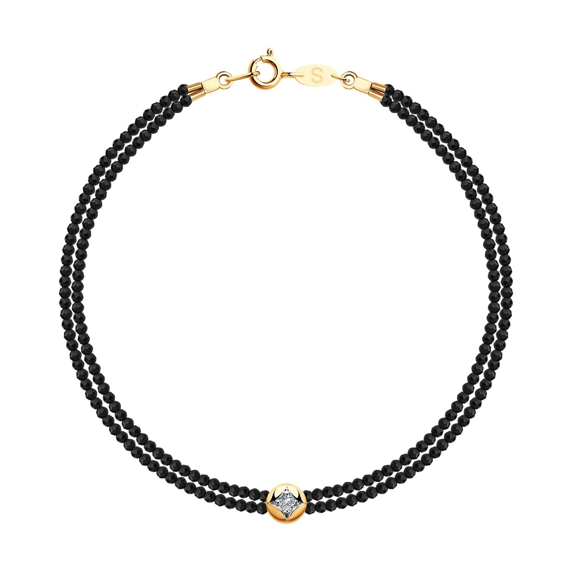 Браслет, красное золото, 585 проба, бриллиант, шпинель