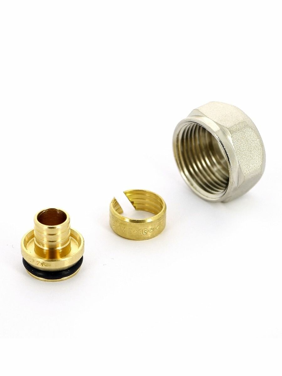 Tiemme Соединитель обжимной компрессионный 16/2,2х3/4 (евроконус) для PEX трубы 1440047(1436N162205