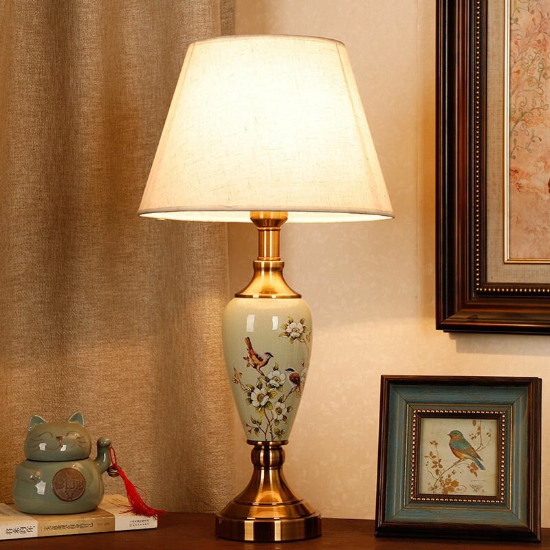 Керамическая настольная лампа, прикроватная лампа для гостиной, кабинета, спальни