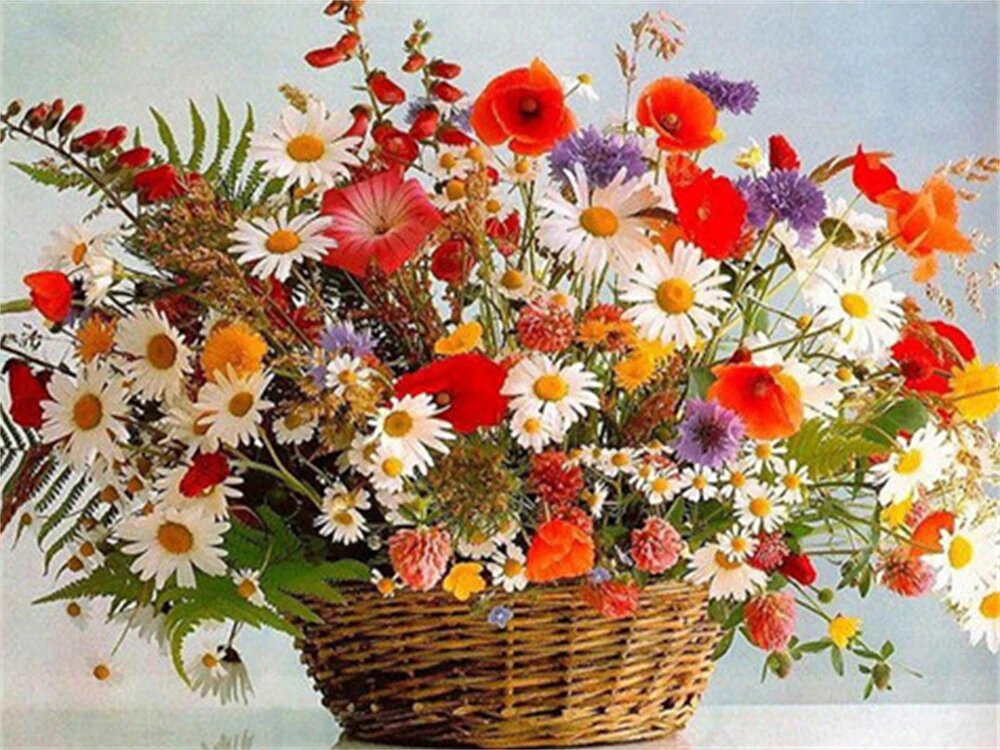 Вышивка крестом 11CT цветы в корзине, 40x50, Белый, HMA62612