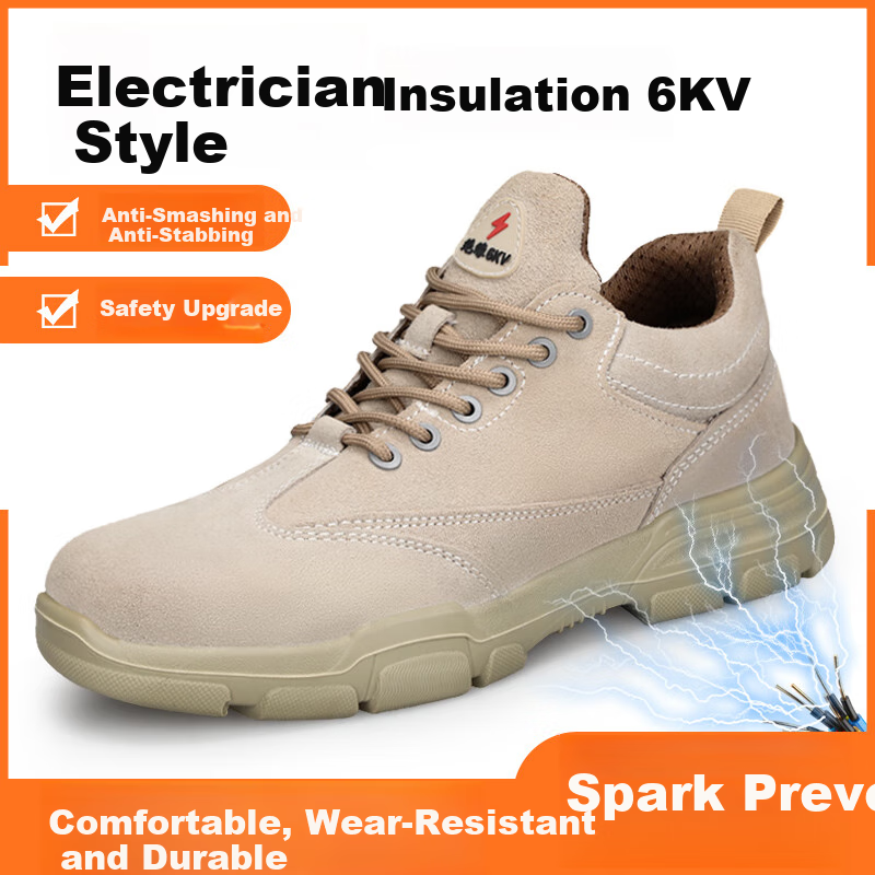 JUNBU Insulated Electrician Safety Shoes with Anti-Smashing and Anti-Piercing Plastic Toe Cap Lightweight Safety Work Shoes 9173KV 40