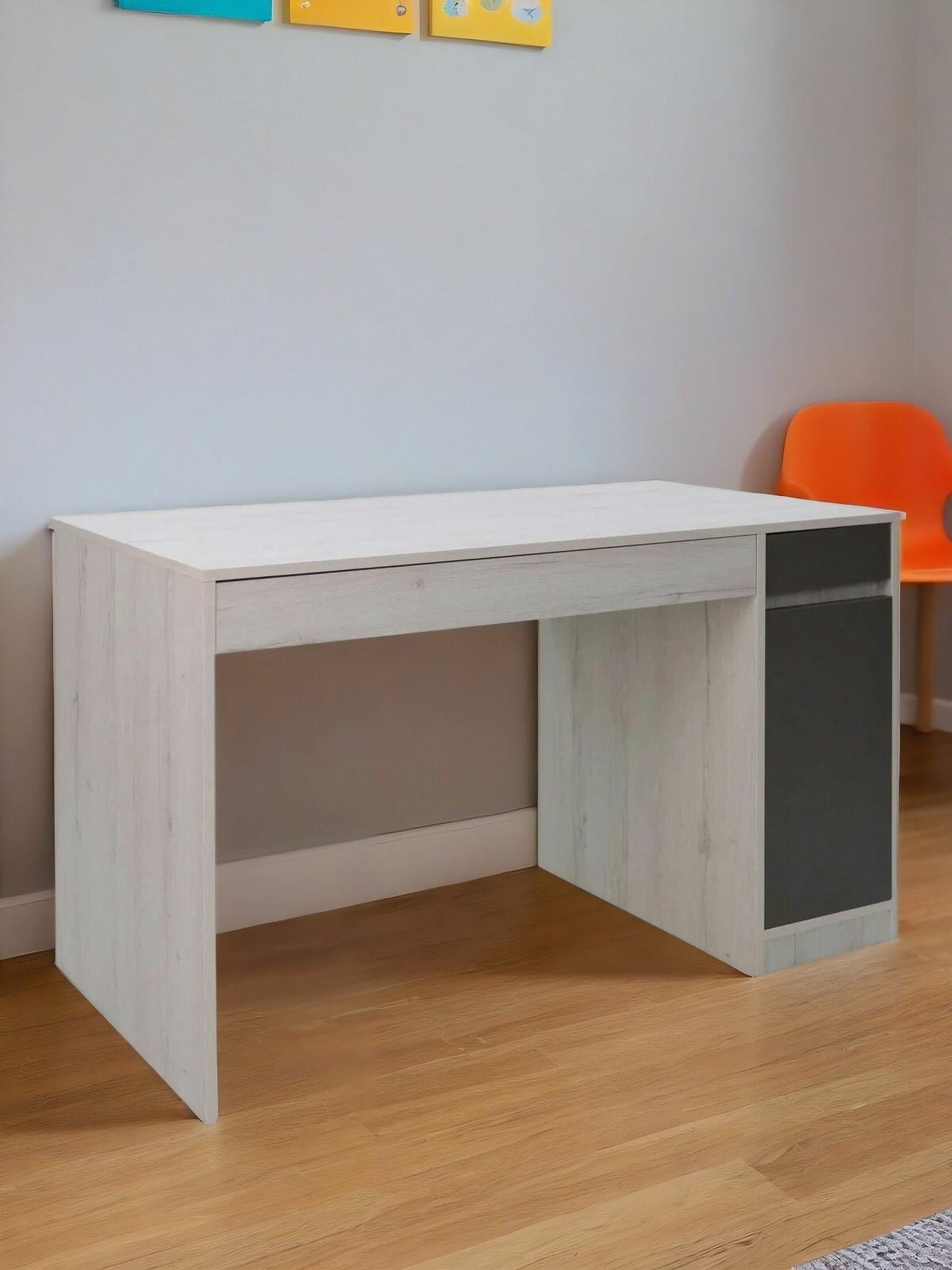 Письменный стол компьютерный с ящиками Нильс 11 Ивару 120х60х75 см Дуб Эльза, темно серый лофт