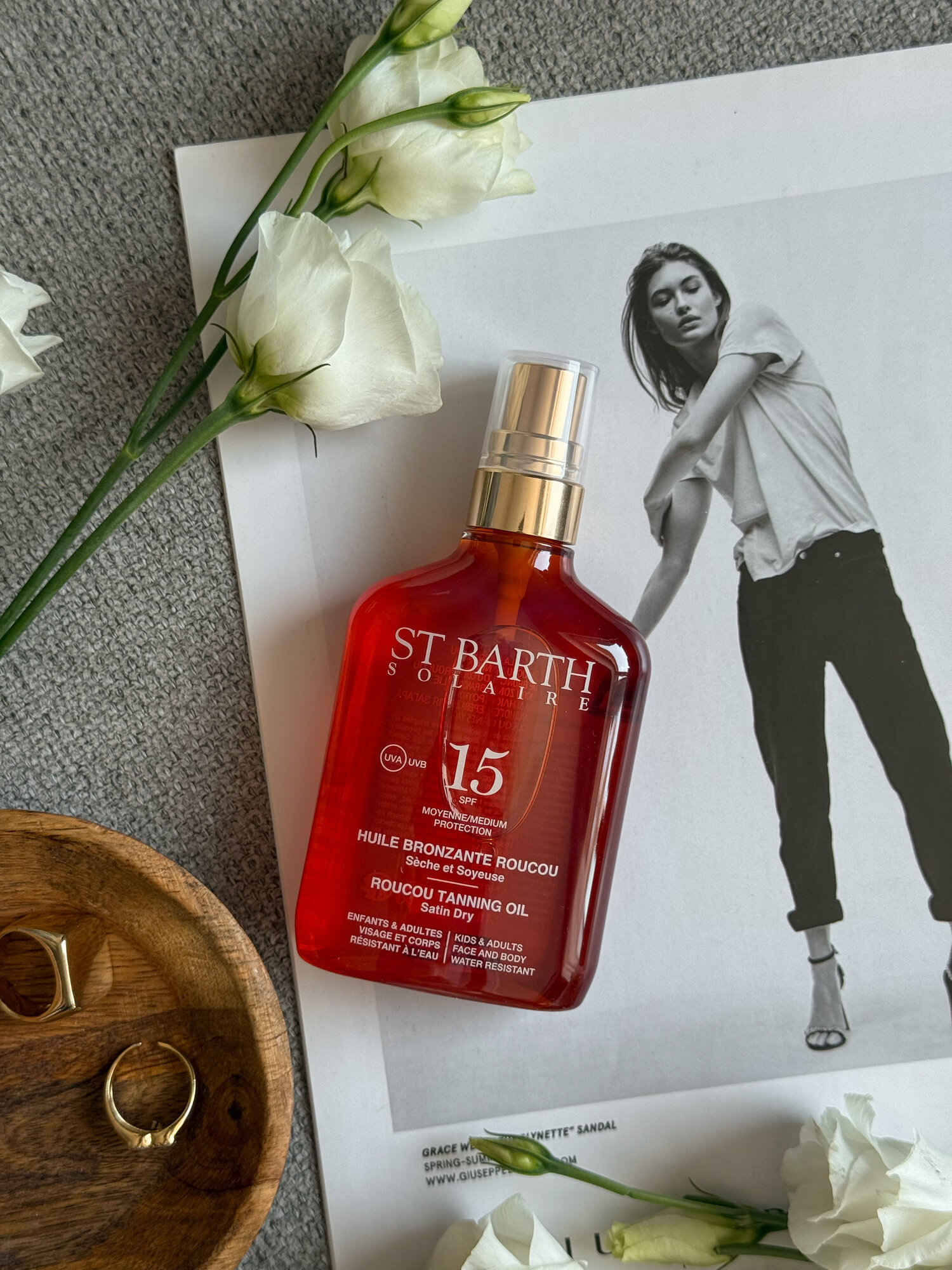 LIGNE ST BARTH Сухое масло помадного дерева для лица, тела и волос SPF15 Roucou Tanning Oil Satin Dry 100 мл