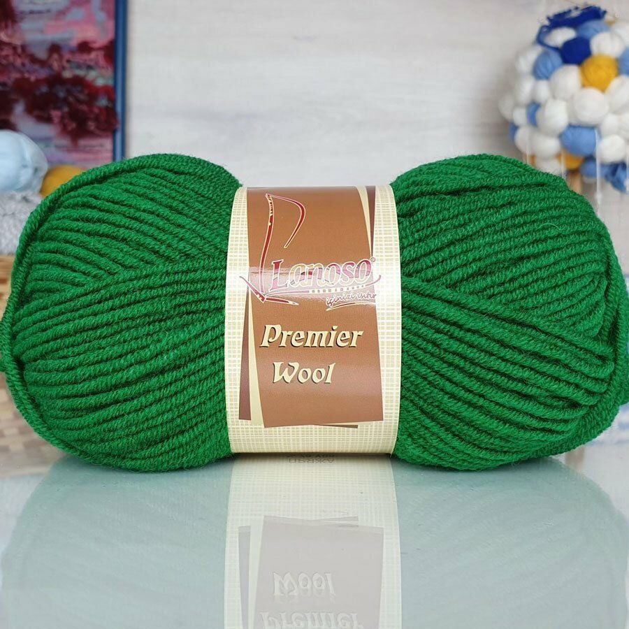 Пряжа Lanoso PREMIER WOOL 920 яр. зеленый (5 мотков)
