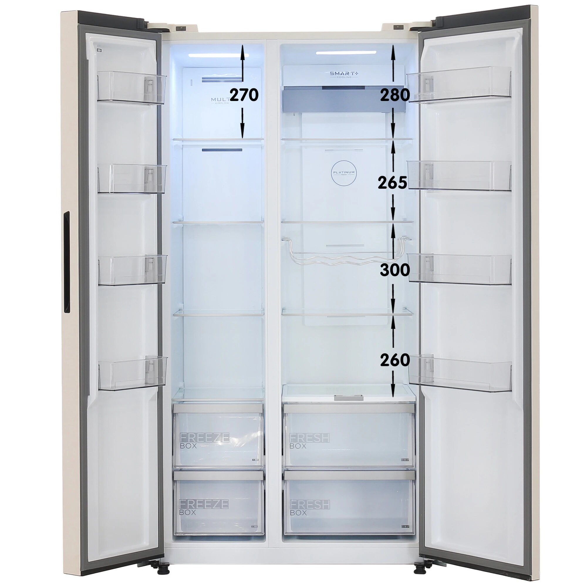 Холодильник двухкамерный Midea MDRS791MIE33 No Frost, Side by Side, инверторный бежевый