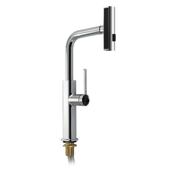 8261 MAGNUS Cмеситель кухня шаровый Г - образный излив вытяжной, корпус из латуни хром