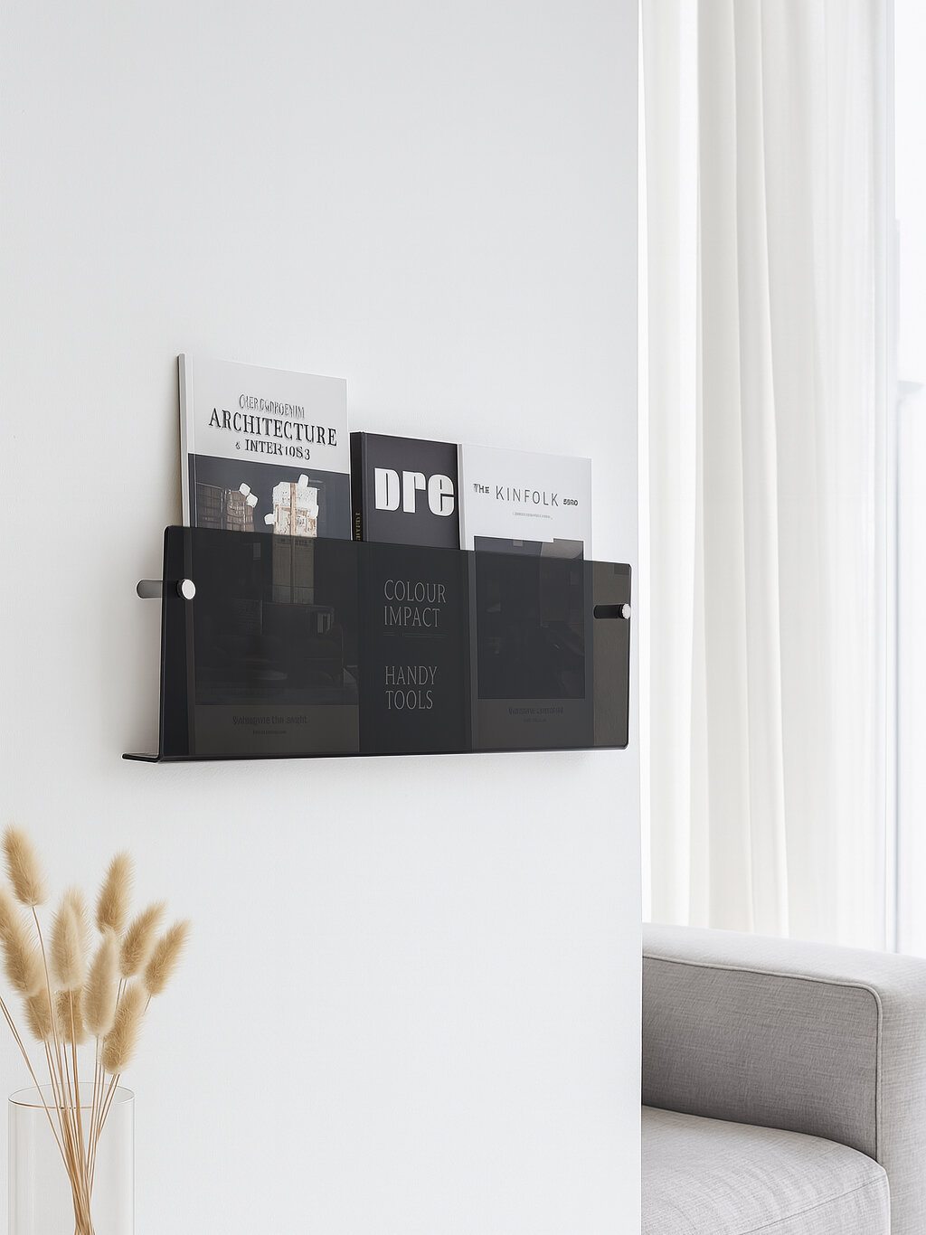 Полка черная прозрачная стеклянная настенная Limpid