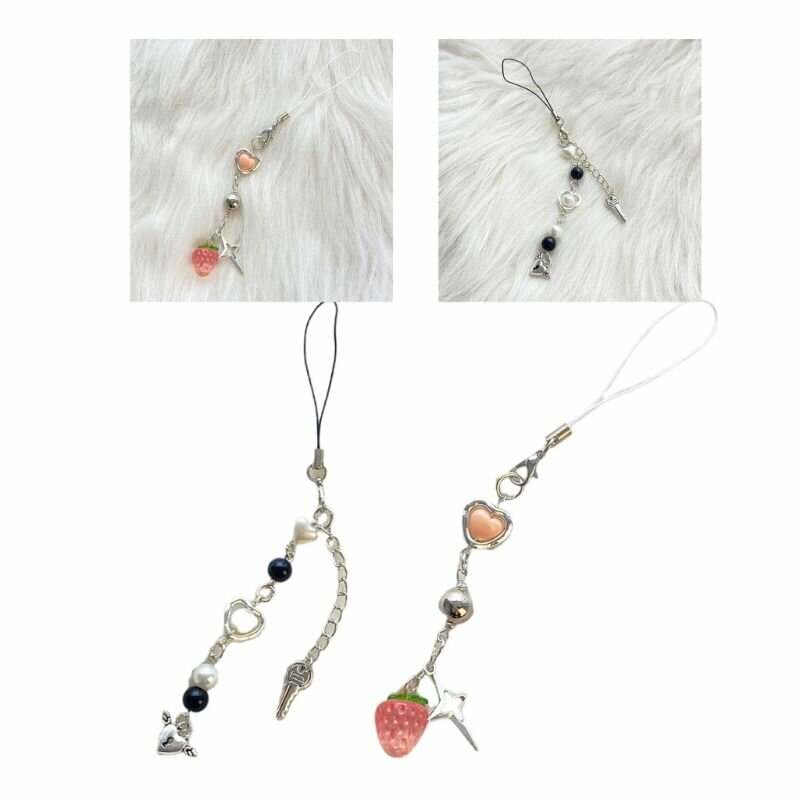 Y2K sweet cool little strawberry Cross Star Love Брелок Для Ключей мобильного Телефона-Strawberry