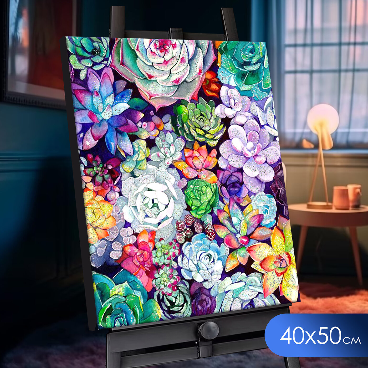 Картина по номерам 40х50см с кристаллами из хрусталя Яркие цветы Флюид SHR0565