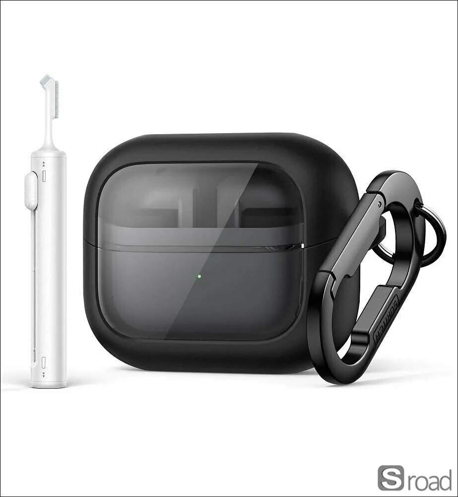 Чехол Suritch для Samsung Galaxy Buds 3 Pro и Buds 3, с карабином, Черный