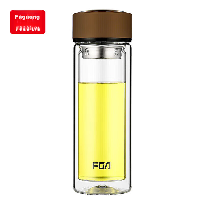 Fuguang Double-Layer Glass Cup for Men And Women, High Borosilicate Glass 304 Tea Strainer Water Cup, with Tea Strainer Tea Infuser Cup 320ml