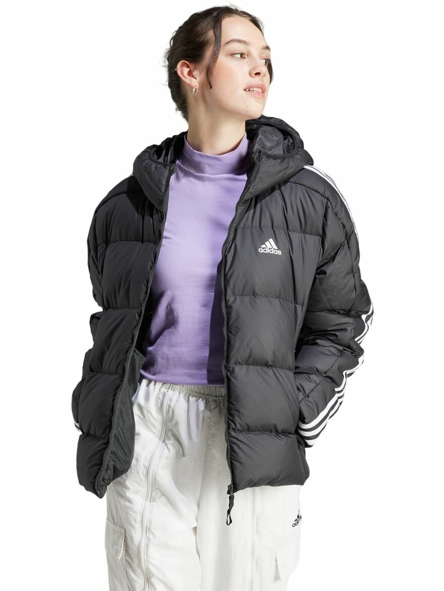Пуховик Essentials 3-Stripes Mid Down Hooded Jacket W