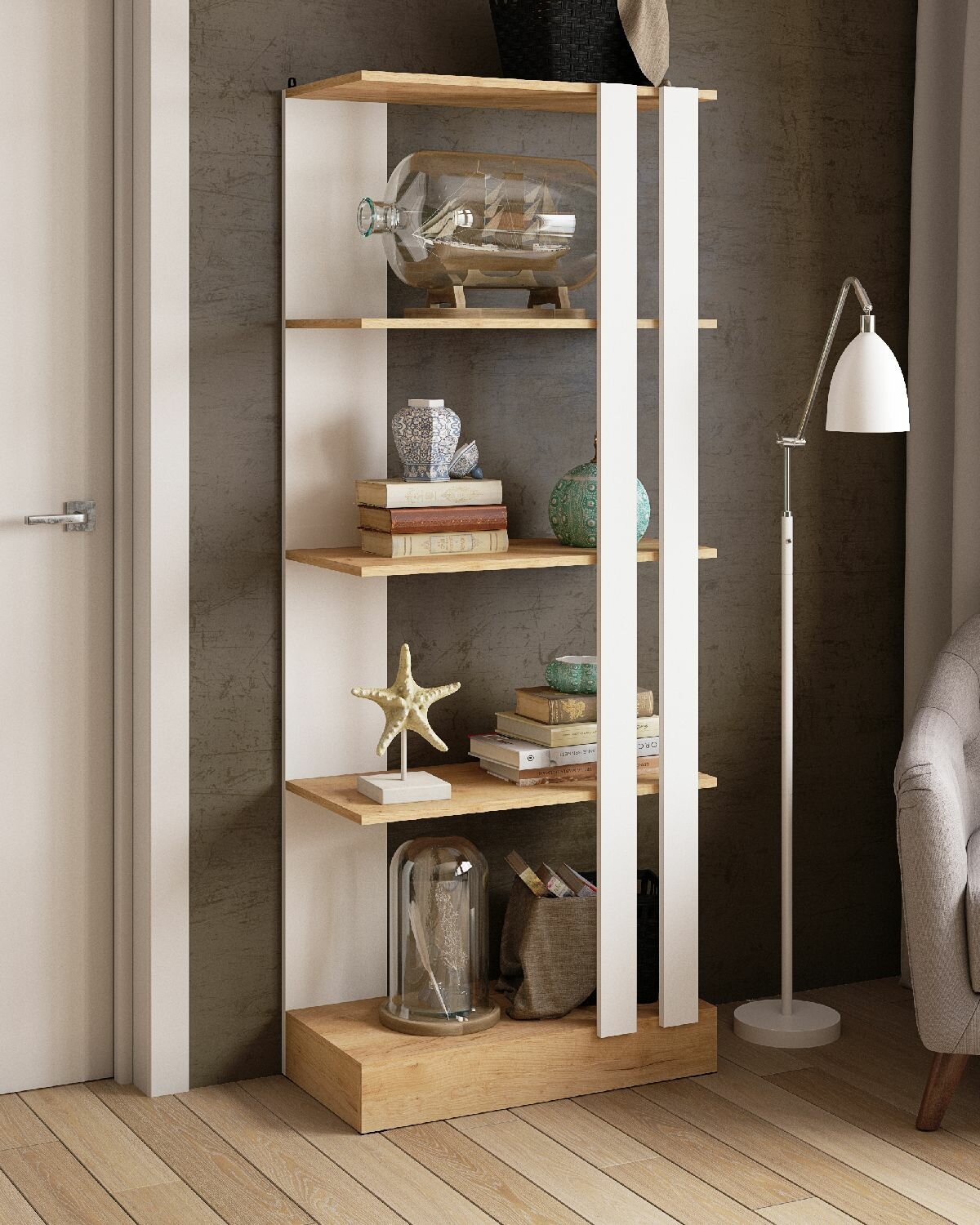 Стеллаж СТМ-2 белый/дуб крафт золотой (Микон)