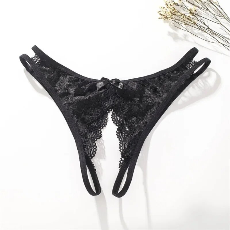 Женское сексуальное нижнее белье, трусики, брифы, прозрачные, для секса Черный, M, Black B