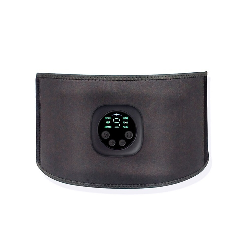 EMS Fitness Trainer Belt USB Rechargeable LED Display Electrical Muscle Stimulator Abdominal Muscle Sticker Home Muscle Training Device Unisex Color black Main material ABS+fabric Training mode 6 types Intensity 9 levels Timing 15 minutes Battery 1 *