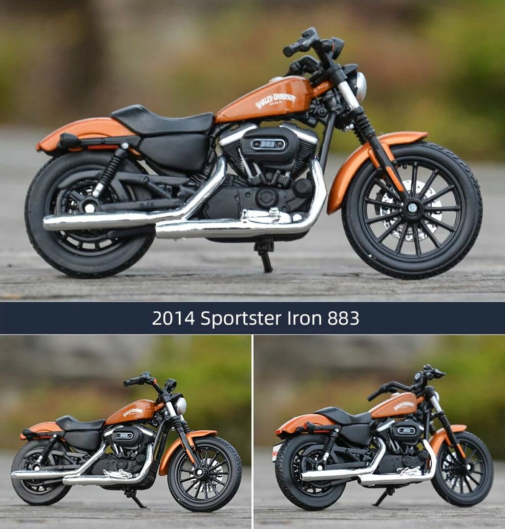 Коллекционный мотоцикл Maisto 1:18 Harley Davidson 2014 Sportster Iron 883 Yellow