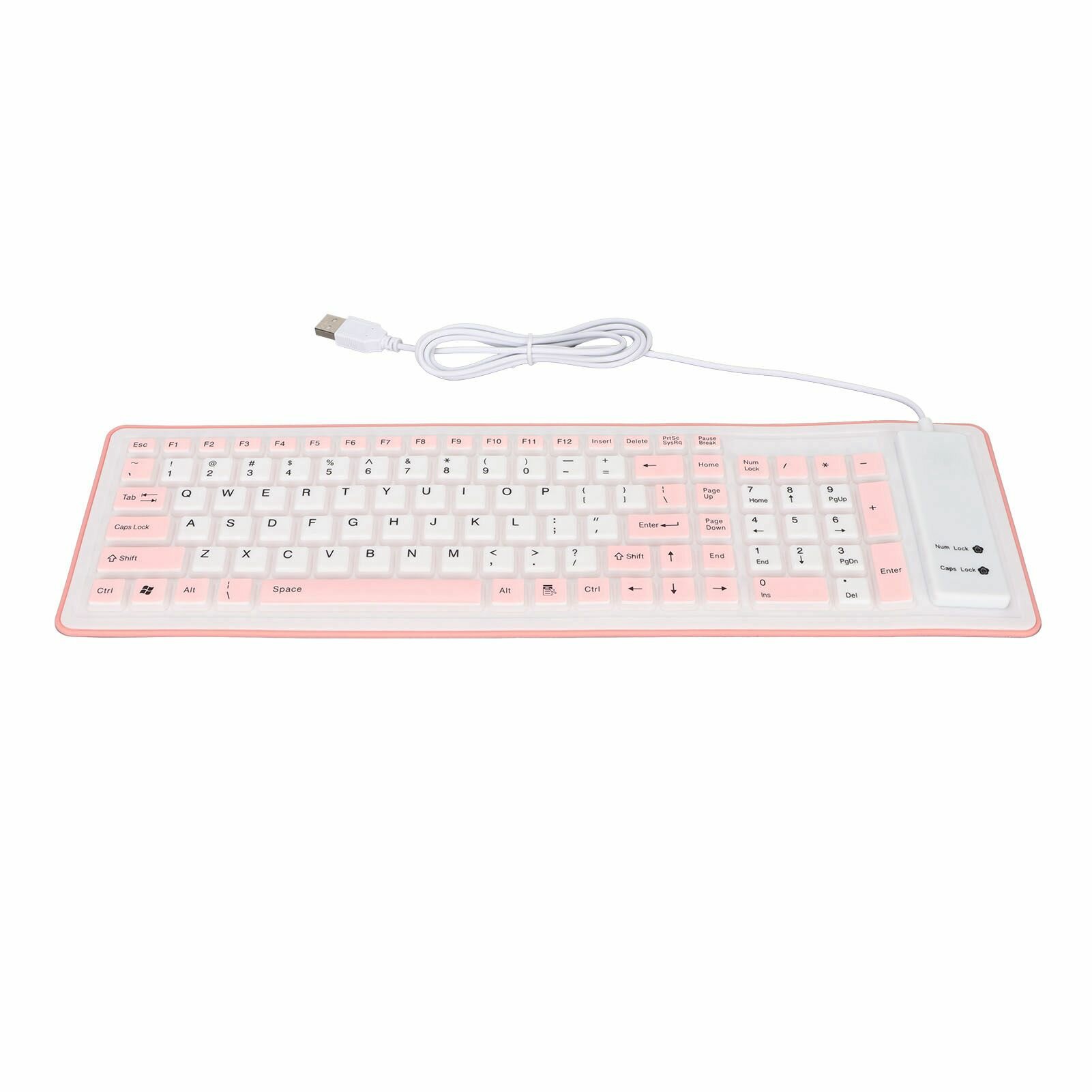 Складная силиконовая клавиатура с 103 клавишами, USB-проводная, водонепроницаемая, бесшумная, не выцветающая, гибкая, силиконовая клавиатура для ПК, ноутбука, розовая