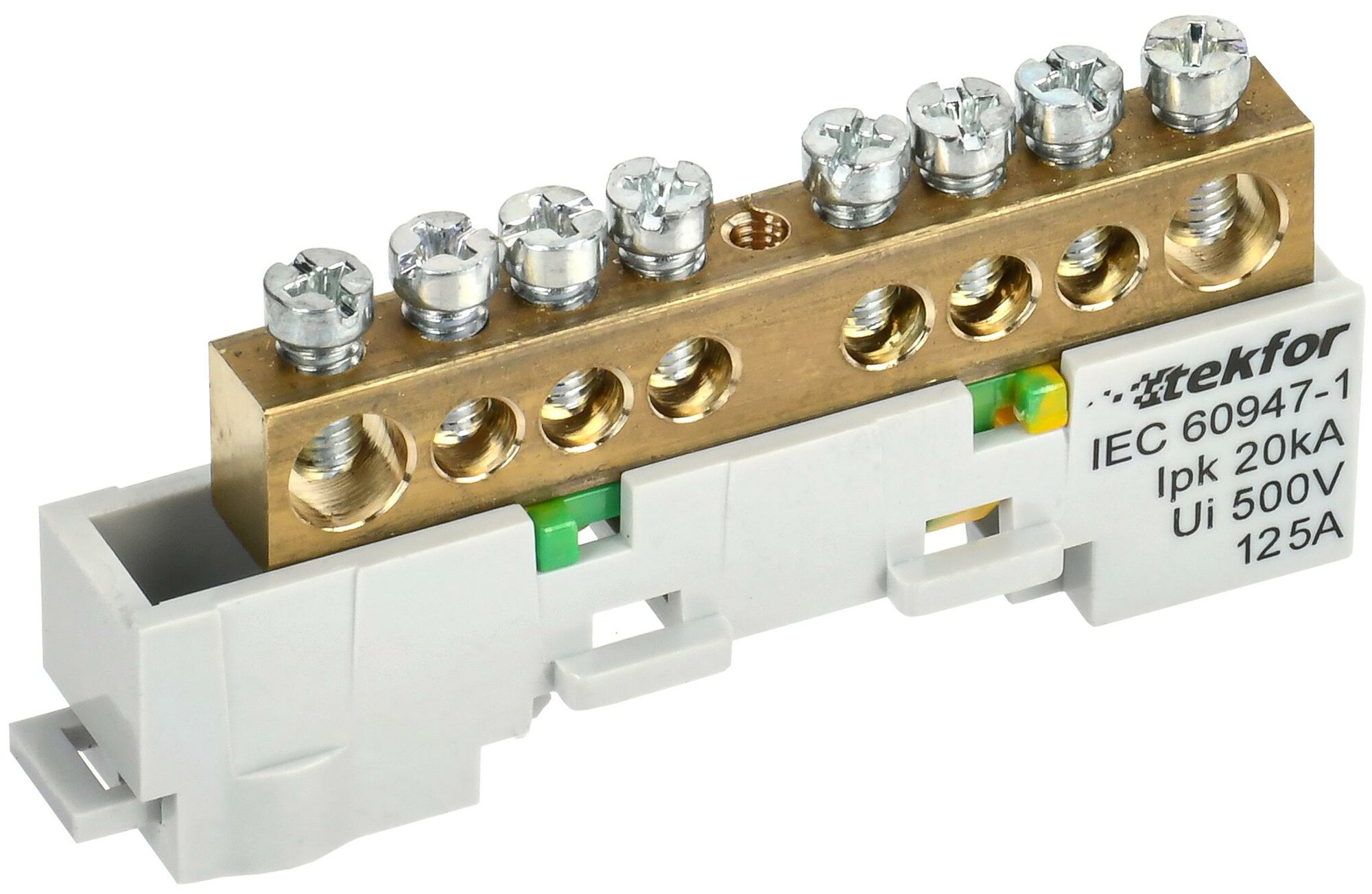 Шина изолированная IEK PE земля на универсальном держателе 8х12-8-Ж, Tekfor