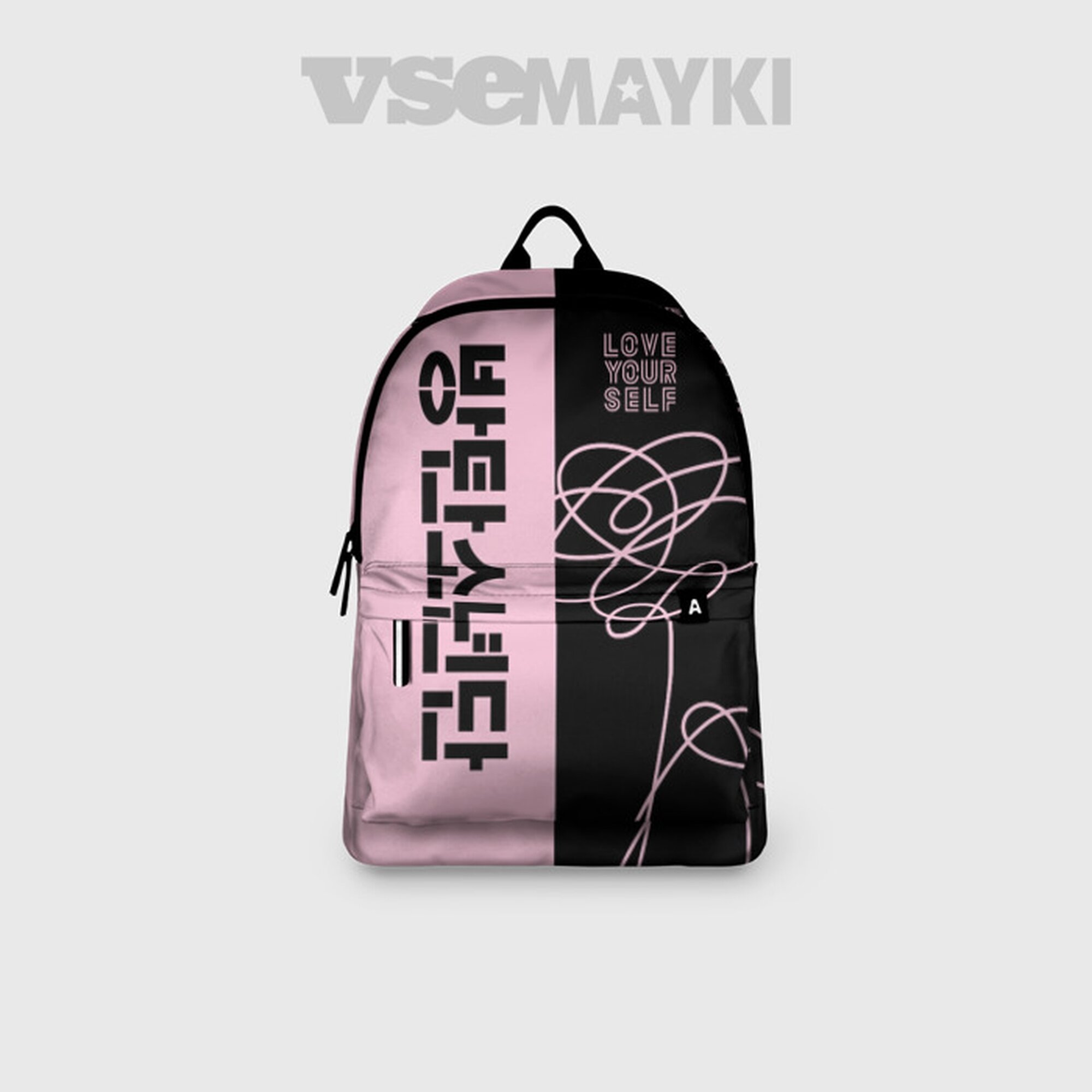 Рюкзак VseMayki с принтом BTS, городской, унисекс, One size, белый