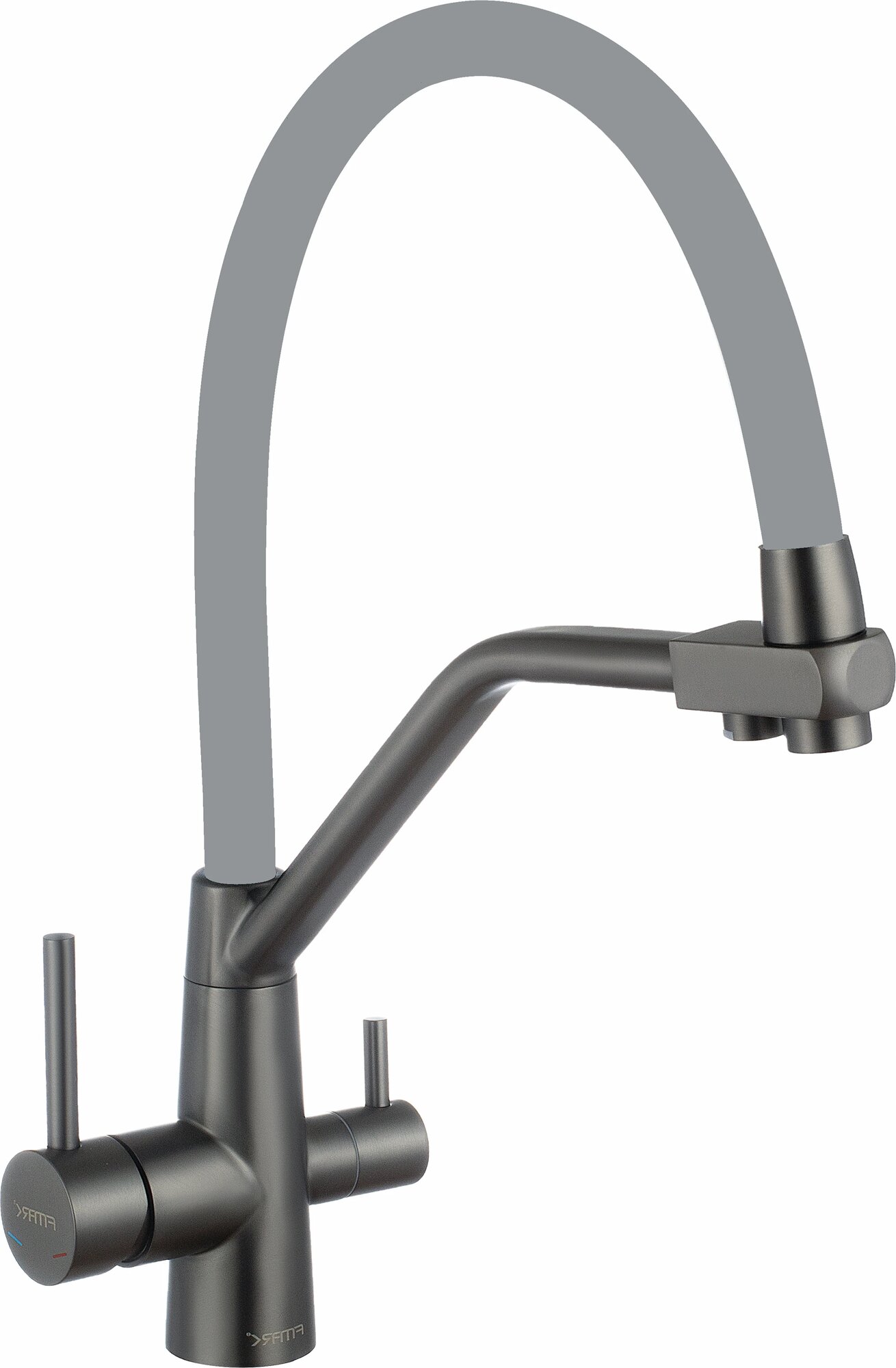 Смеситель для кухонной мойки под фильтр питьевой воды, серый/графит