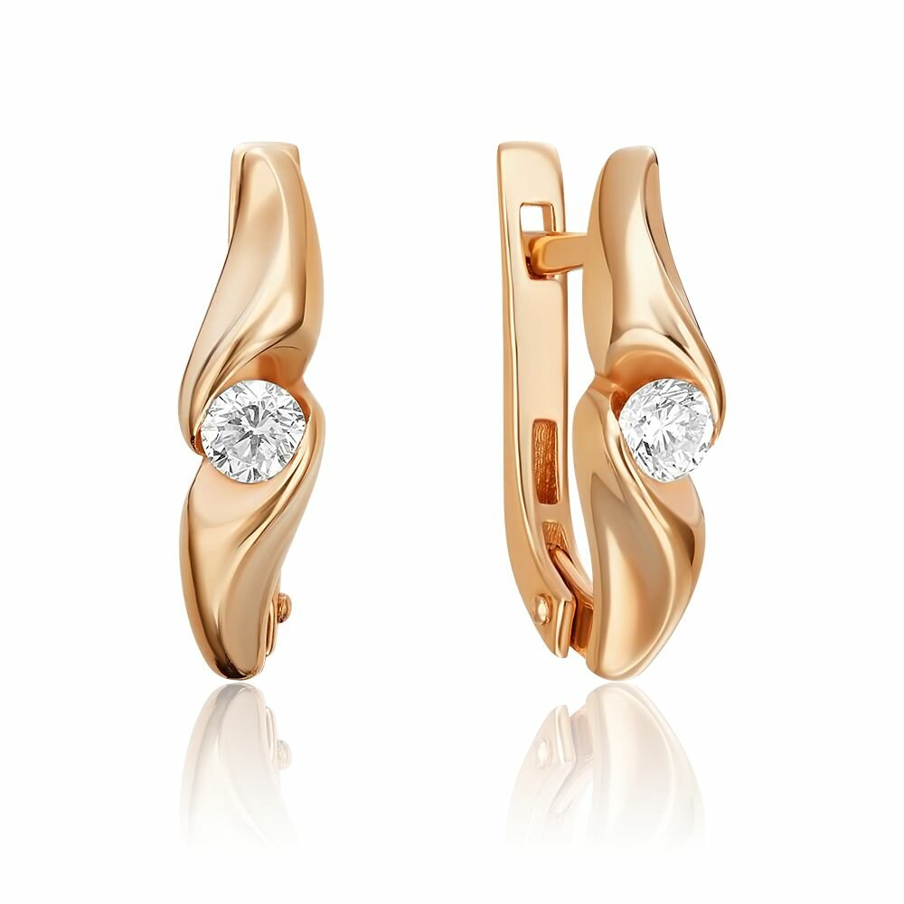 Серьги, красное золото, 585 проба, бриллиант