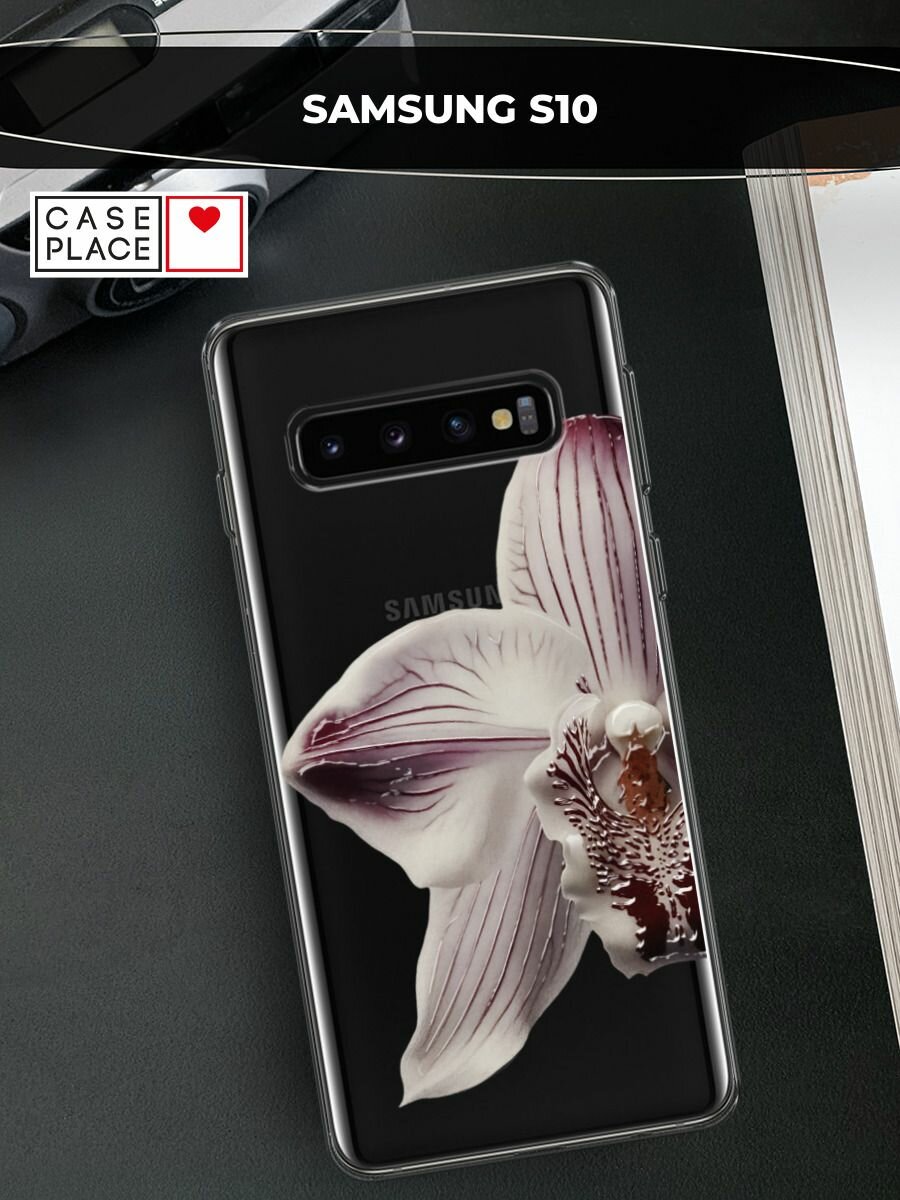 Чехол на Samsung Galaxy S10 / Самсунг Галакси S10 с принтом Белая орхидея