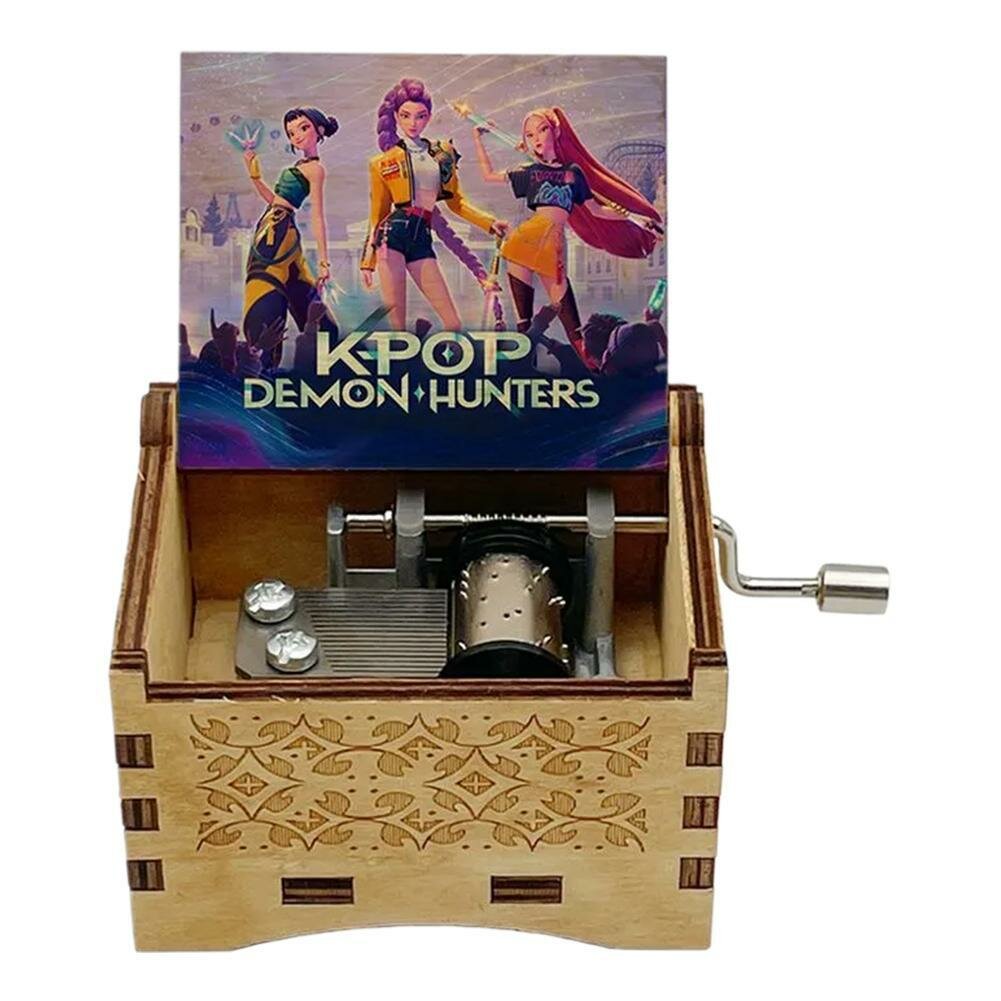 Деревянная музыкальная шкатулка с ручным заводом, резной дизайн