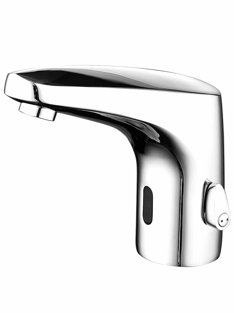 Смеситель для раковины SantiLine Photocell SL-9029 сенсорный, хром, глянцевый, кран для ванной в раковину, из латуни, с функцией экономии расхода, для инвалидов