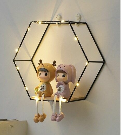 Полка настенная сота с черной рамкой и LED-подсветкой