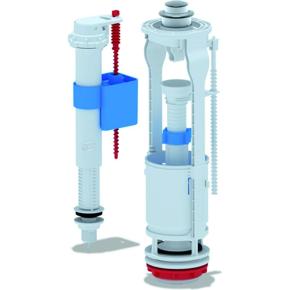 Арматура для бачка АНИ Пласт набор с нижней подводкой 1/2, хромированная кнопка, 1 режим, универсальная WC8510C 023-1952