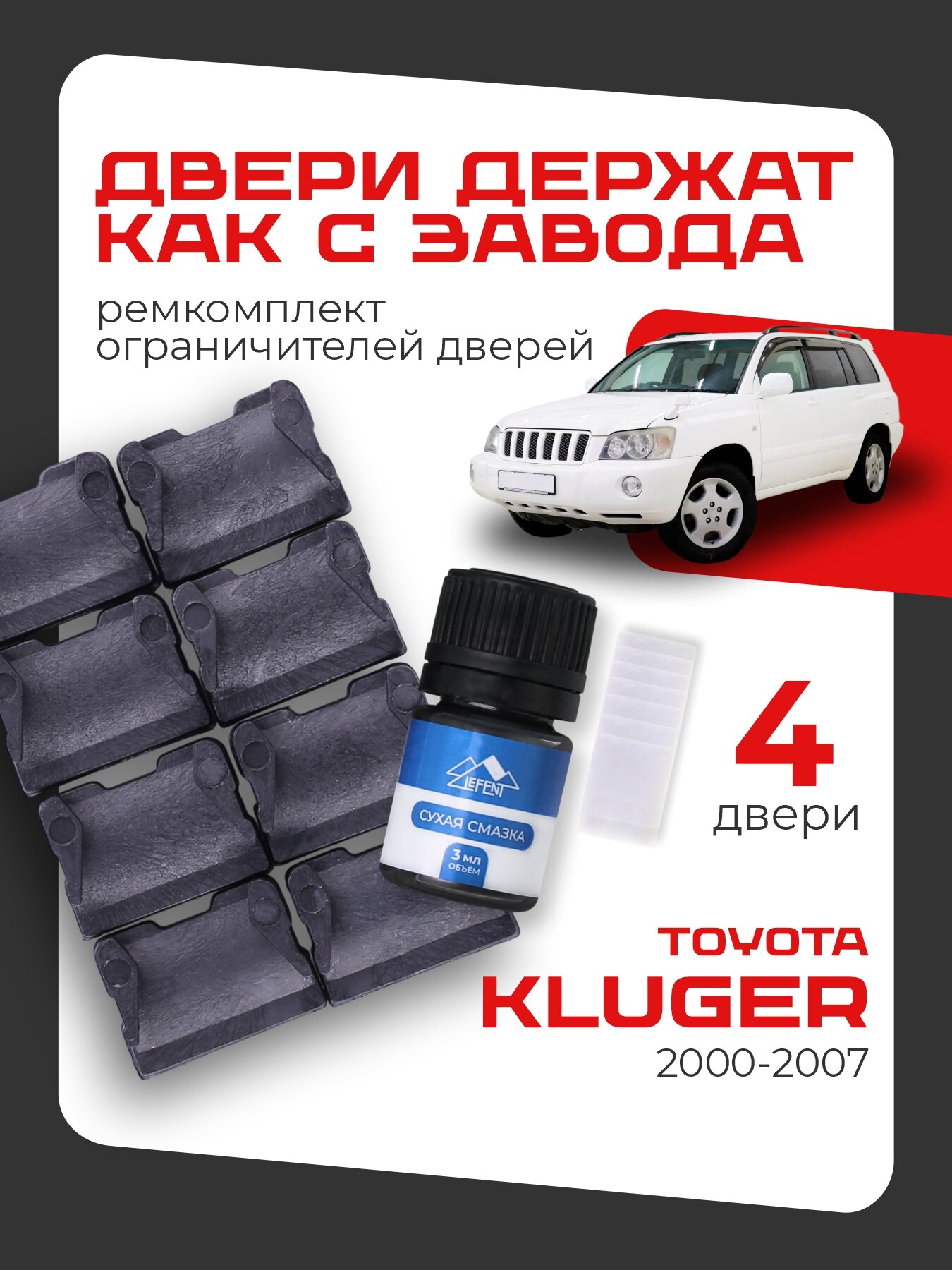 Ремкомплект ограничителей на 4 двери Toyota KLUGER 1 поколения, Кузов 2# - 2000-2007.